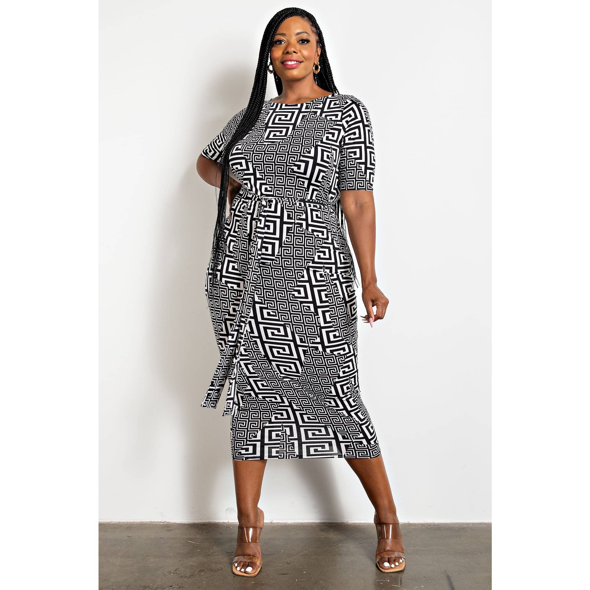 PLUS SIZE Monogram Motif Print Dress – ImMore Curvy Boutique